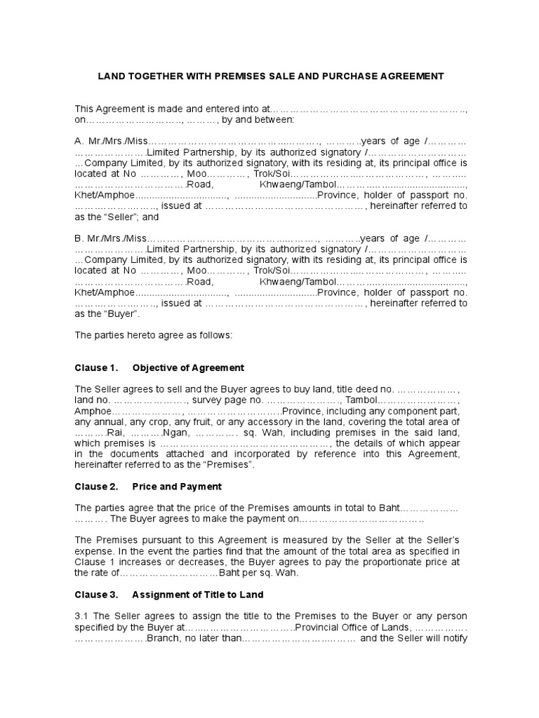 Conditional Land Sales Agreement Template | PDF | Arbitration ...