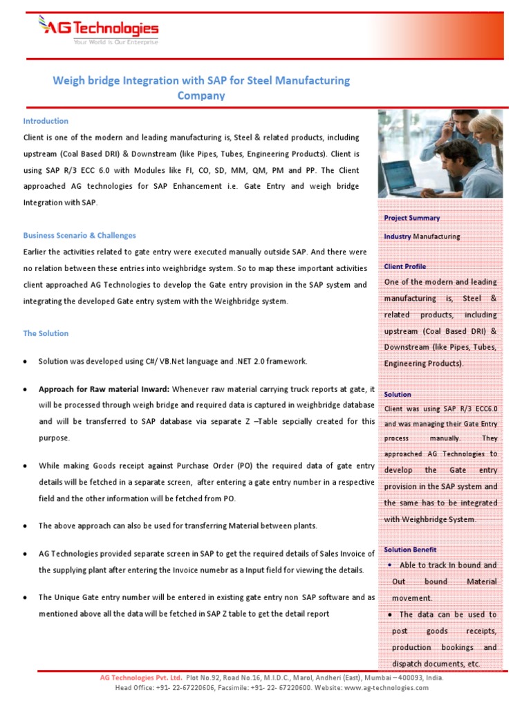 SAP Weighbridge Integration Solution | PDF | Sap Se | Information Technology Management