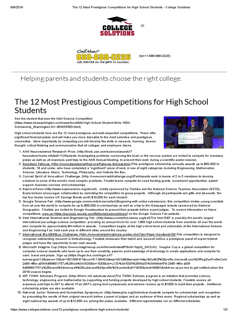 Top 12 High School Competitions | PDF | Competition | Massachusetts ...