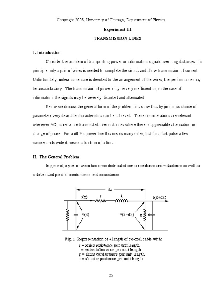 Experiment III Transmission Lines | PDF | Transmission Line ...