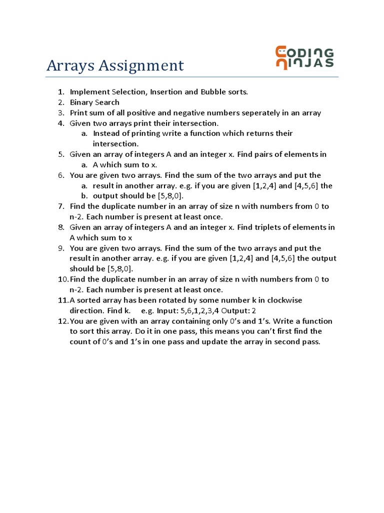 Array Assignment | PDF