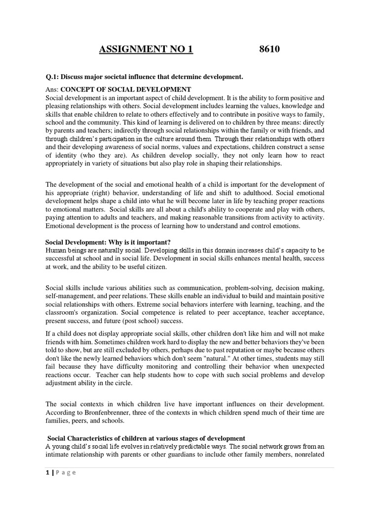 Assignment 8610 | Download Free PDF | Cognitive Development | Child Development
