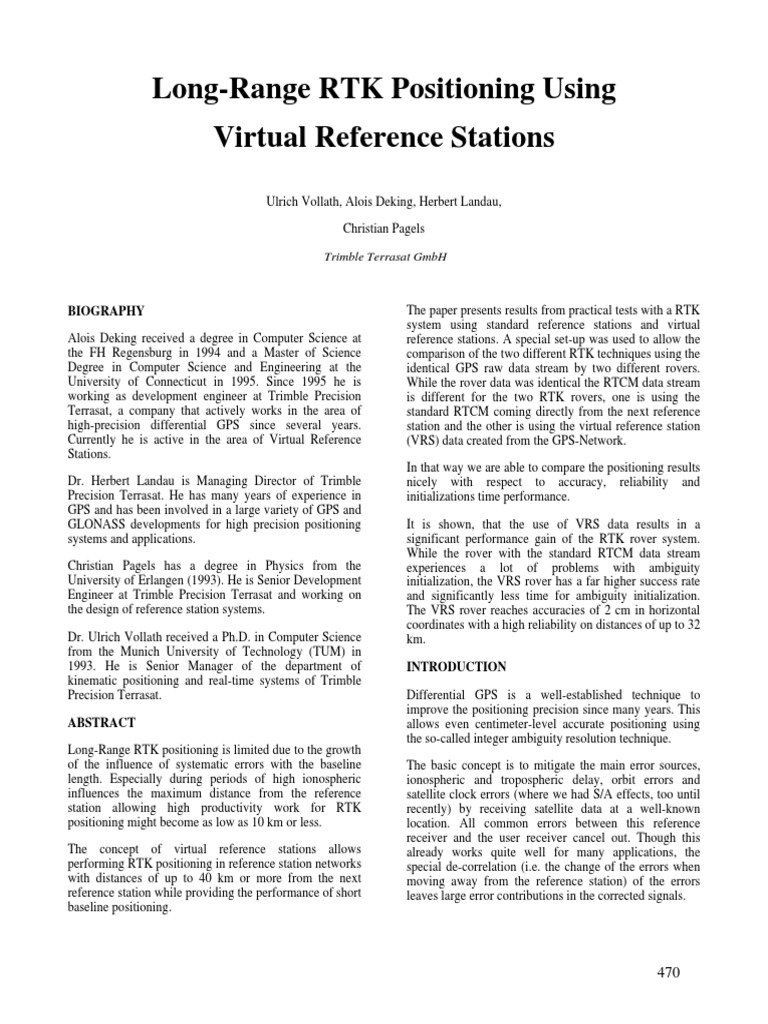 Long-Range RTK Positioning Using Virtual Reference Stations: Biography | PDF | Global ...
