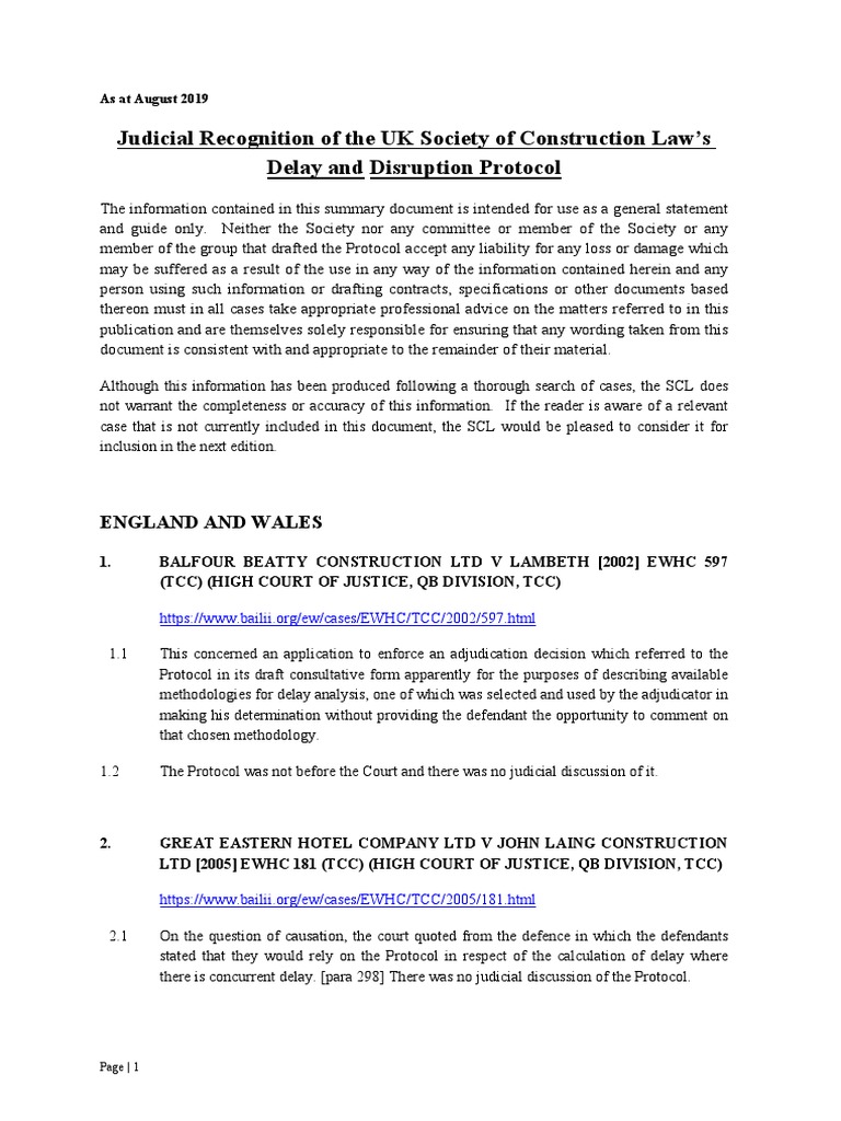 SCL Delay and Disruption Protocol - Judicial References (Updated August ...