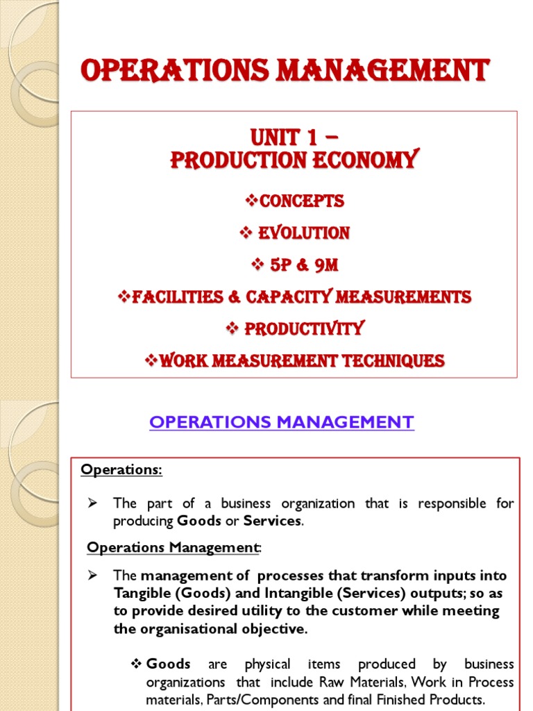 Operations Management: Unit 1 - Production Economy | PDF | Operations Management | Mass Production