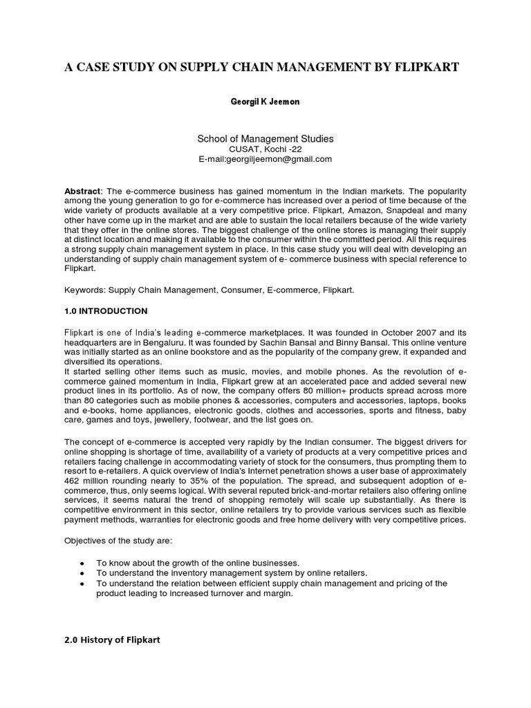 Flipkart Case Study | PDF | Supply Chain Management | Marketing