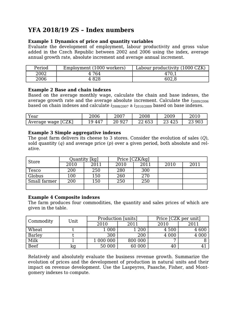 Ch3 - Index Numbers Exercises | PDF