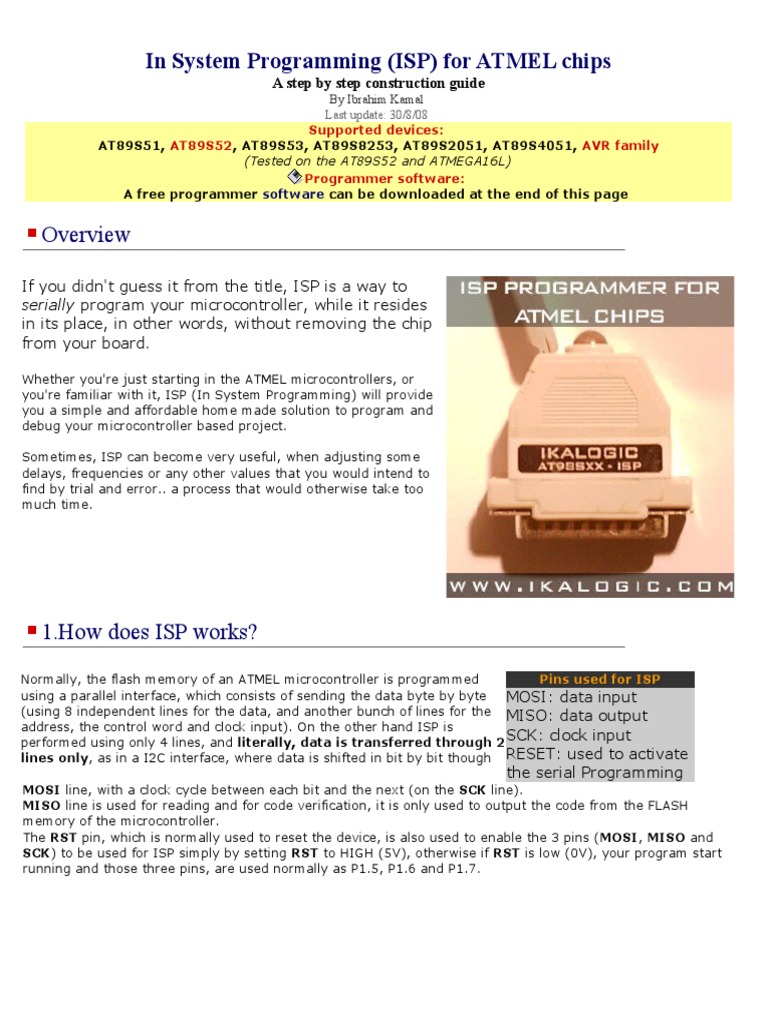 In System Programming (ISP) For ATMEL Chips: A Step by Step Construction Guide | PDF ...
