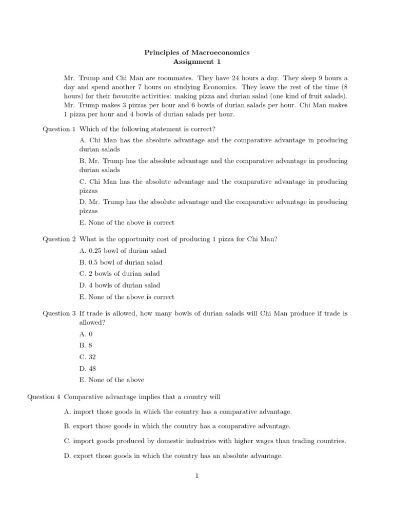 Principles of Macroeconomics Practice Assignment | PDF | Economic ...