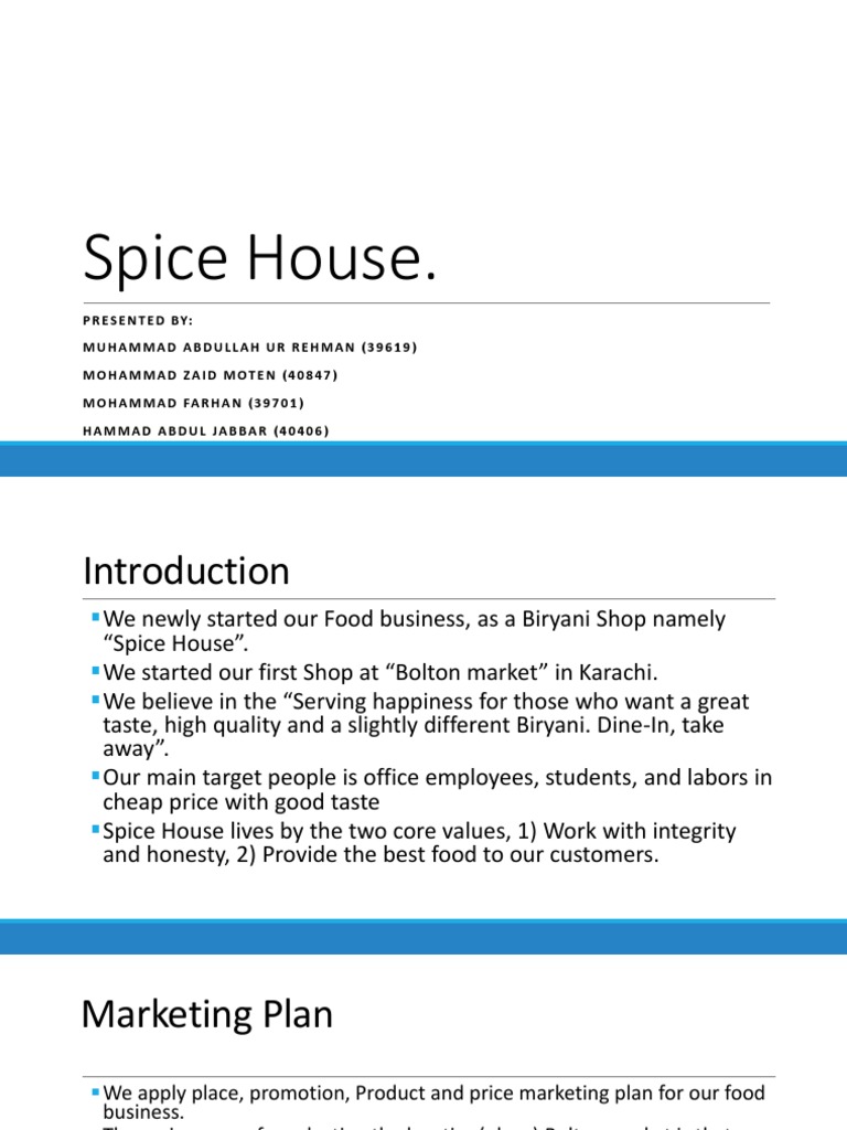 Spice House Biryani Business Plan | PDF | Book Value | Depreciation
