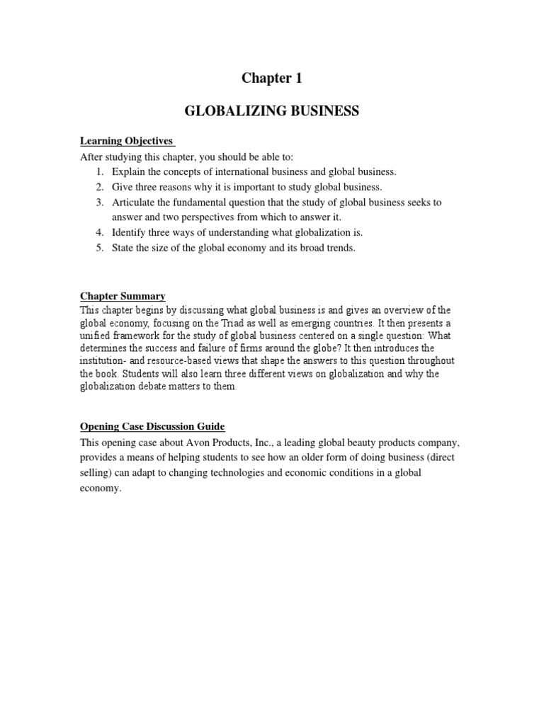 Chapter 1 Globalizing Business | PDF | Globalization | Institution