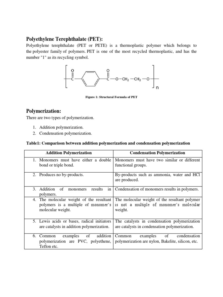 Polyethylene Terephthalate (PET) | PDF | Polymerization | Polymers