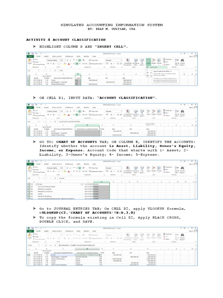 Simulated Accounting Information System: Activity 4 Account ...