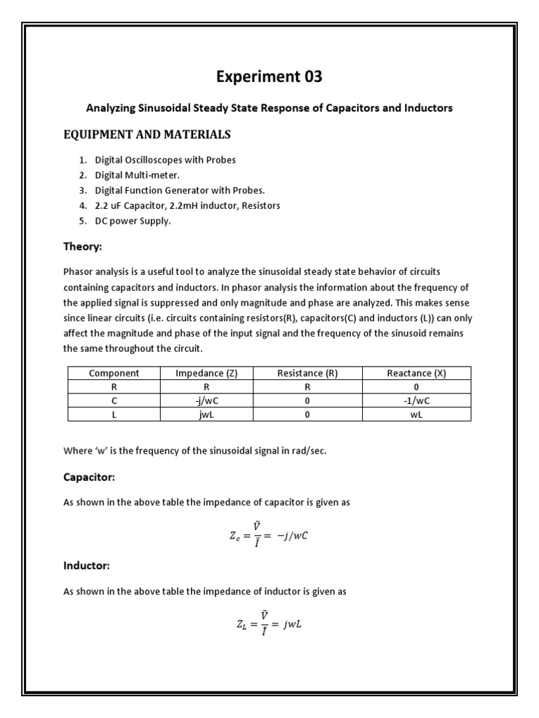 Lab3 Comsats Eee231 Electric Circuit Analysis | PDF | Electrical Impedance | Electrical Network