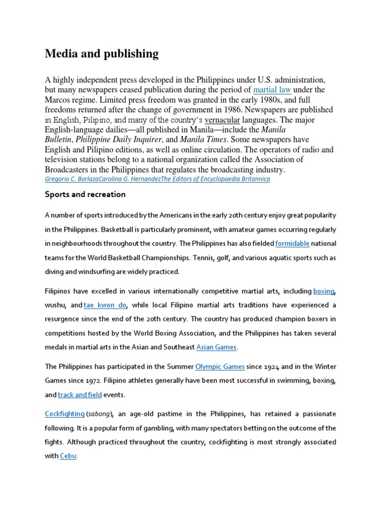 Media and Publishing: Bulletin, Philippine Daily Inquirer, and Manila ...