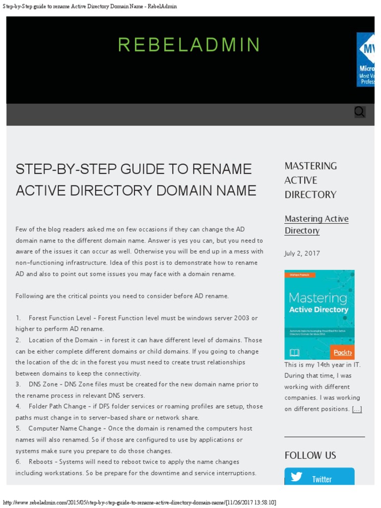 Step By Step Guide To Rename Active Directory Domain Name Pdf Pdf Active Directory Domain