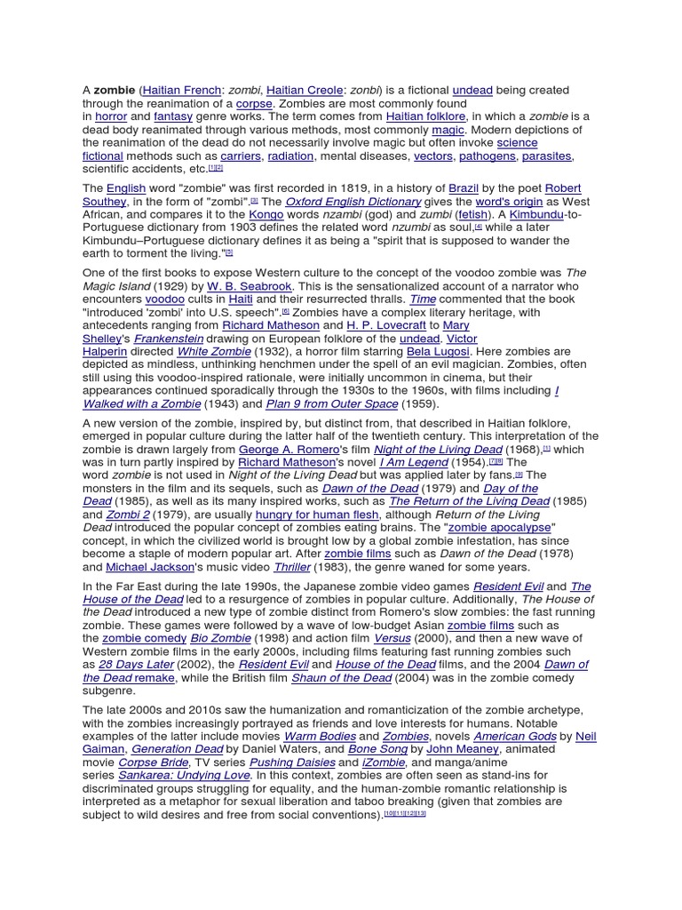 The History and Evolution of Zombies in Pop Culture | PDF | Zombies ...