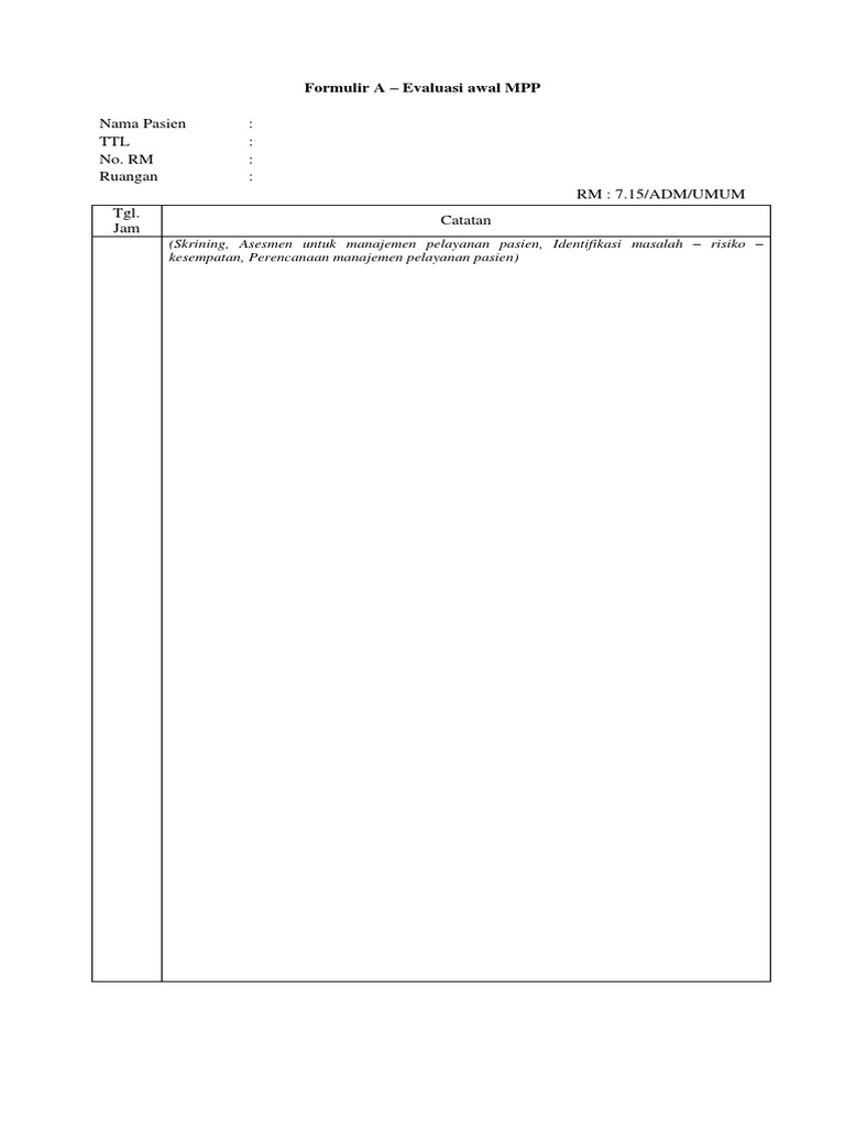 Formulir Pencatatan DPJP, MPP | PDF