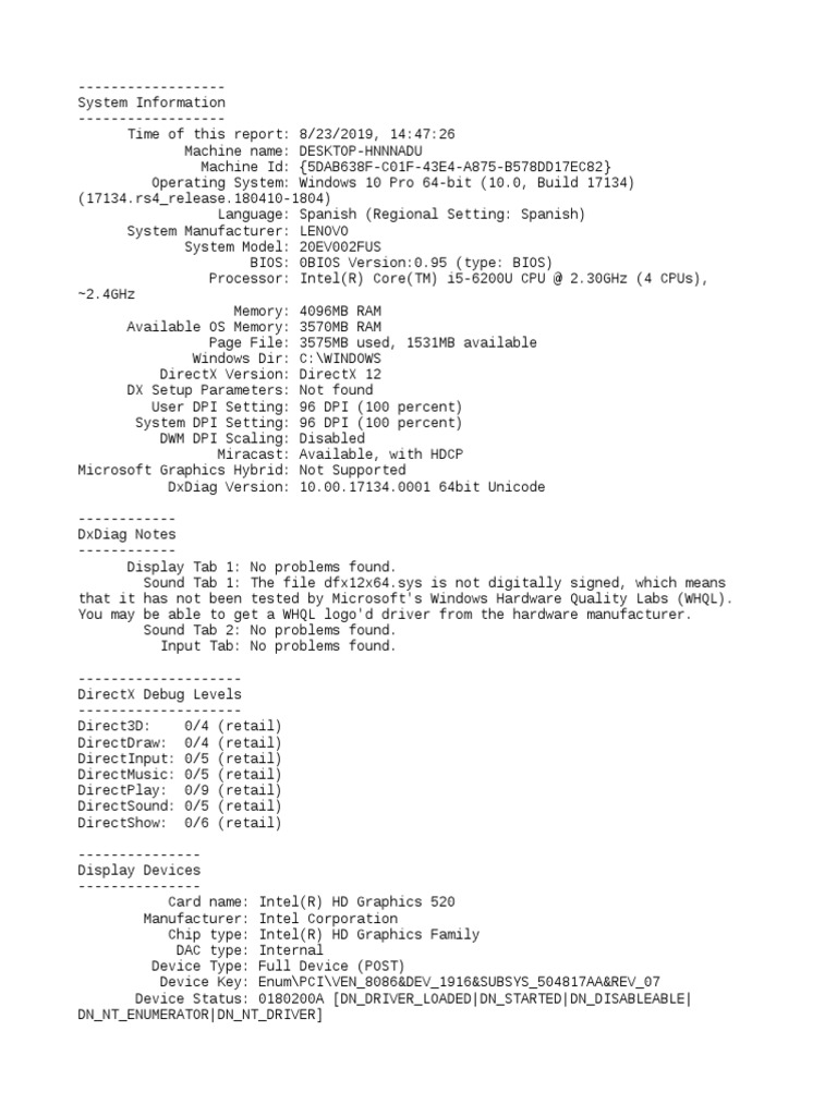 DX Diag | PDF | Device Driver | Codec