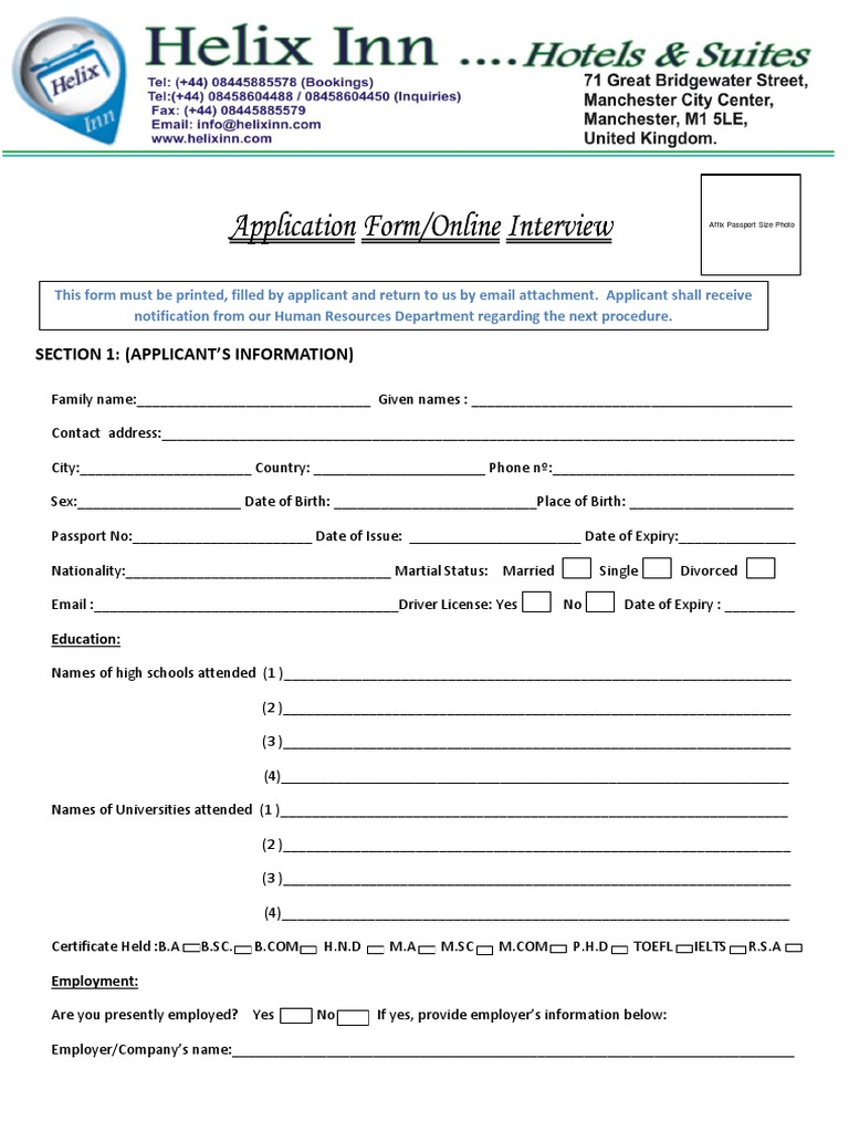 Section 1: (Applicant'S Information) | PDF | Business