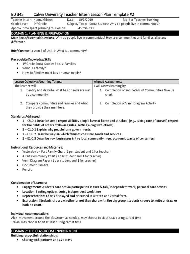 Unit Lesson 3 - Why Do People Live in Communities | PDF | Classroom ...