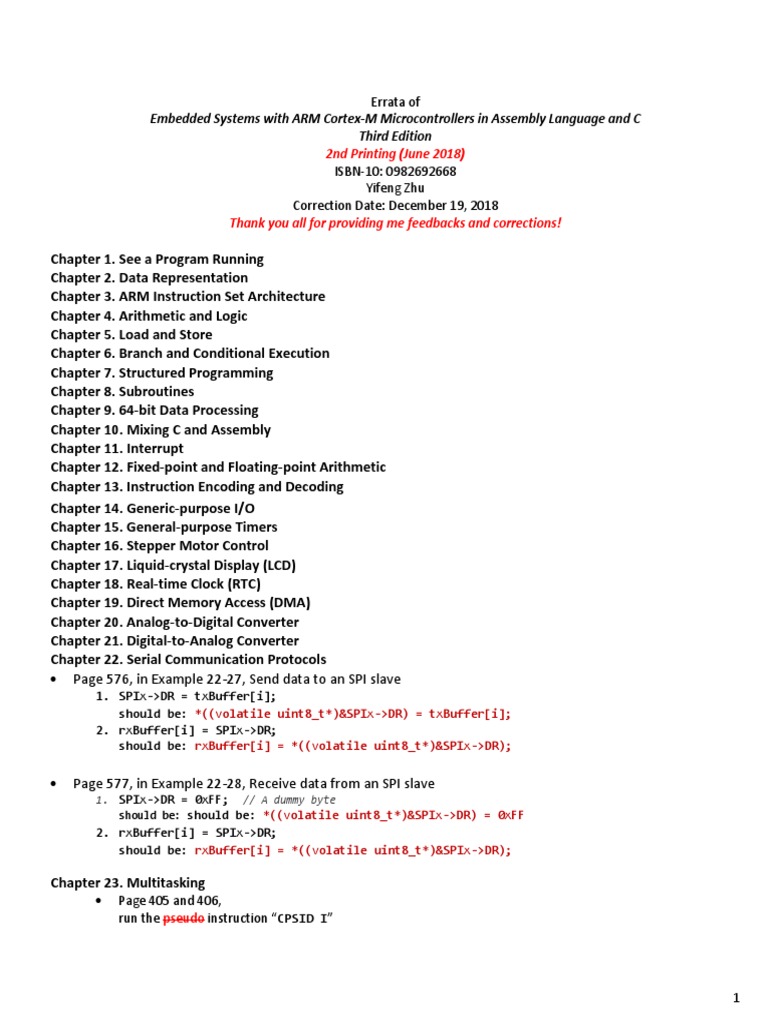 Embedded Systems ARM Cortex-M Microcontrollers Errata | PDF