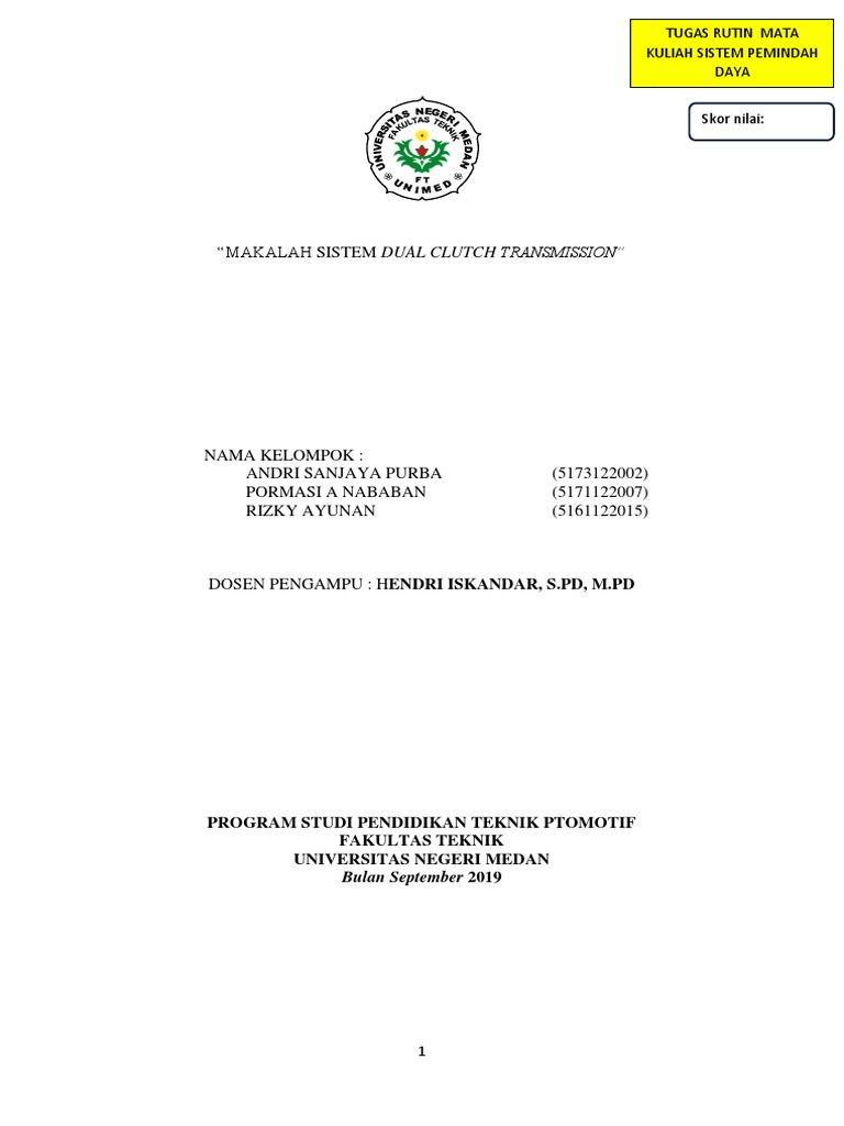 Makalah Transmisi Dual Clutch | PDF