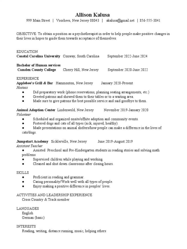 Allison Kalusa - Resume Template | PDF