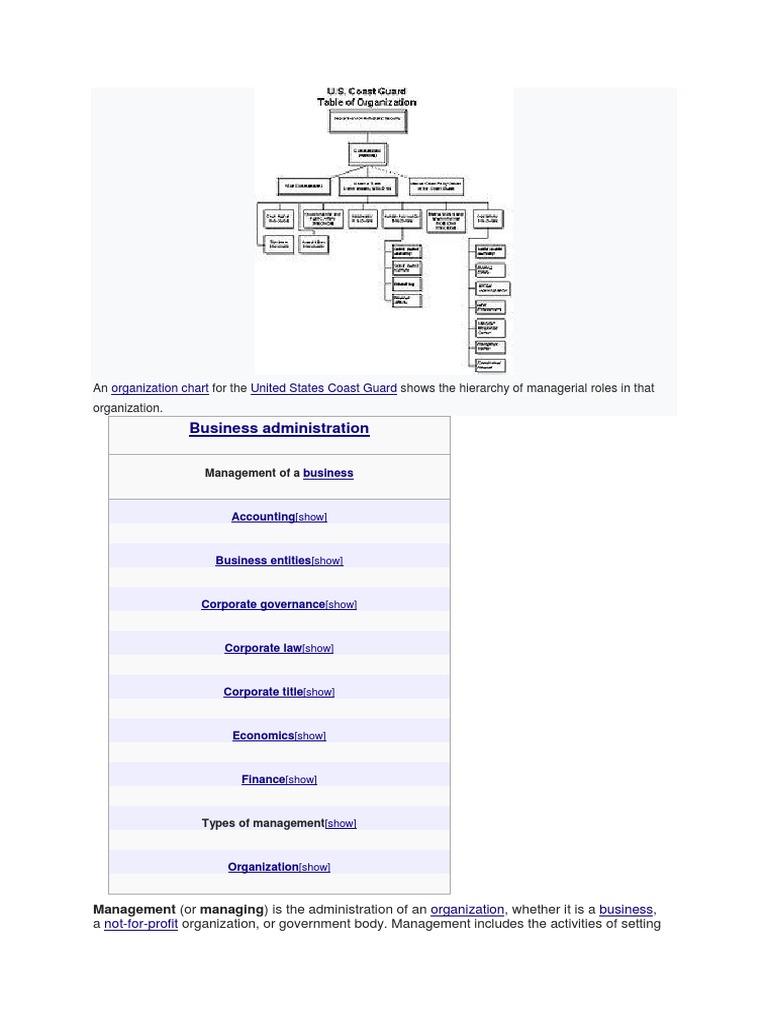 US Coast Guard organization chart and management roles | PDF