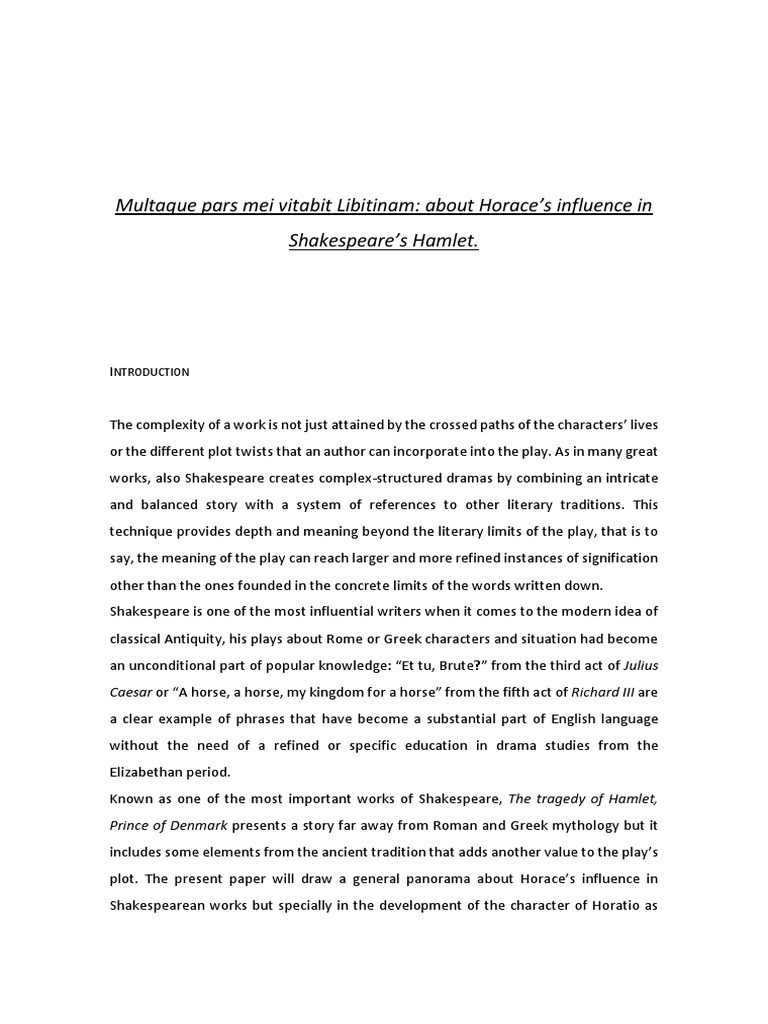 Horace's Influence in Shakespeare | PDF | Horace | Hamlet
