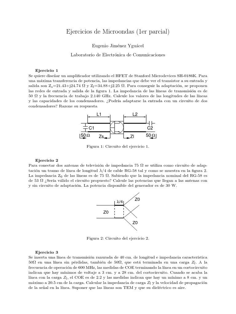 Problemas Microondas 1p | PDF | Energia electrica | Impedancia eléctrica