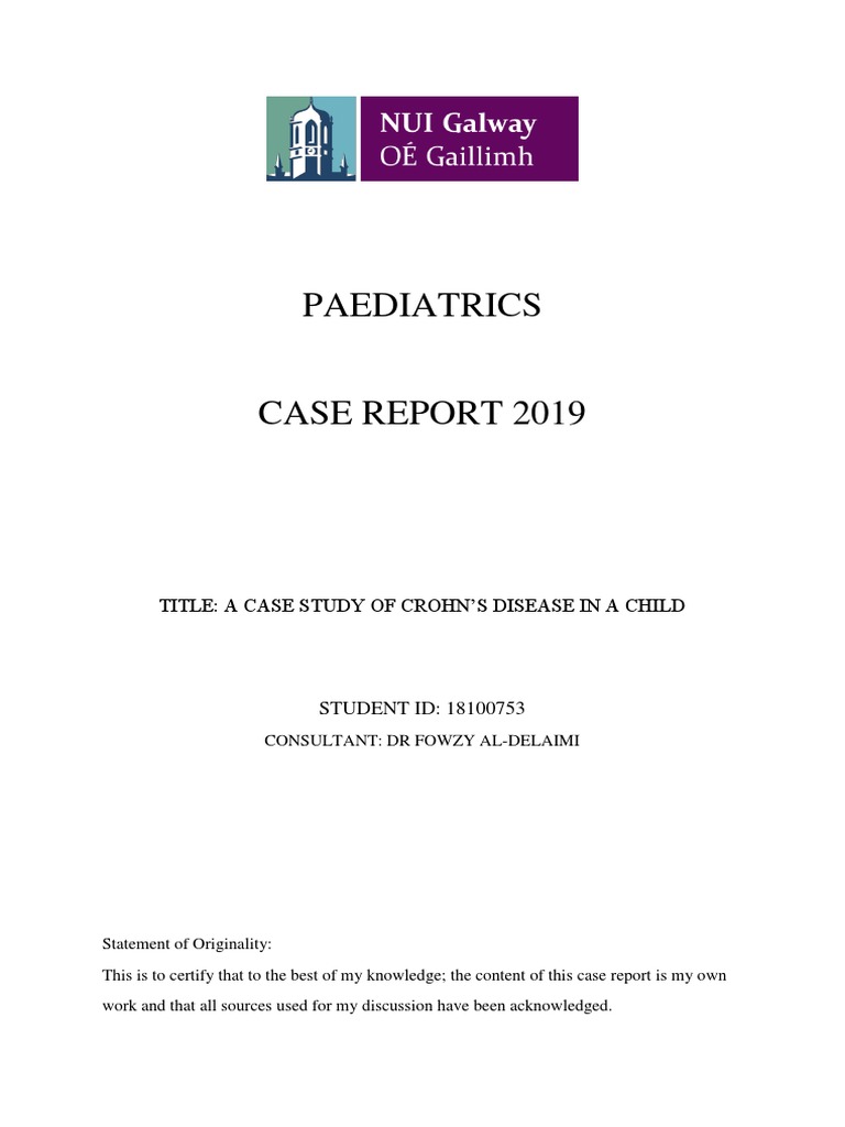 Paediatrics Case Report FINAL | PDF | Inflammatory Bowel Disease | Crohn's Disease