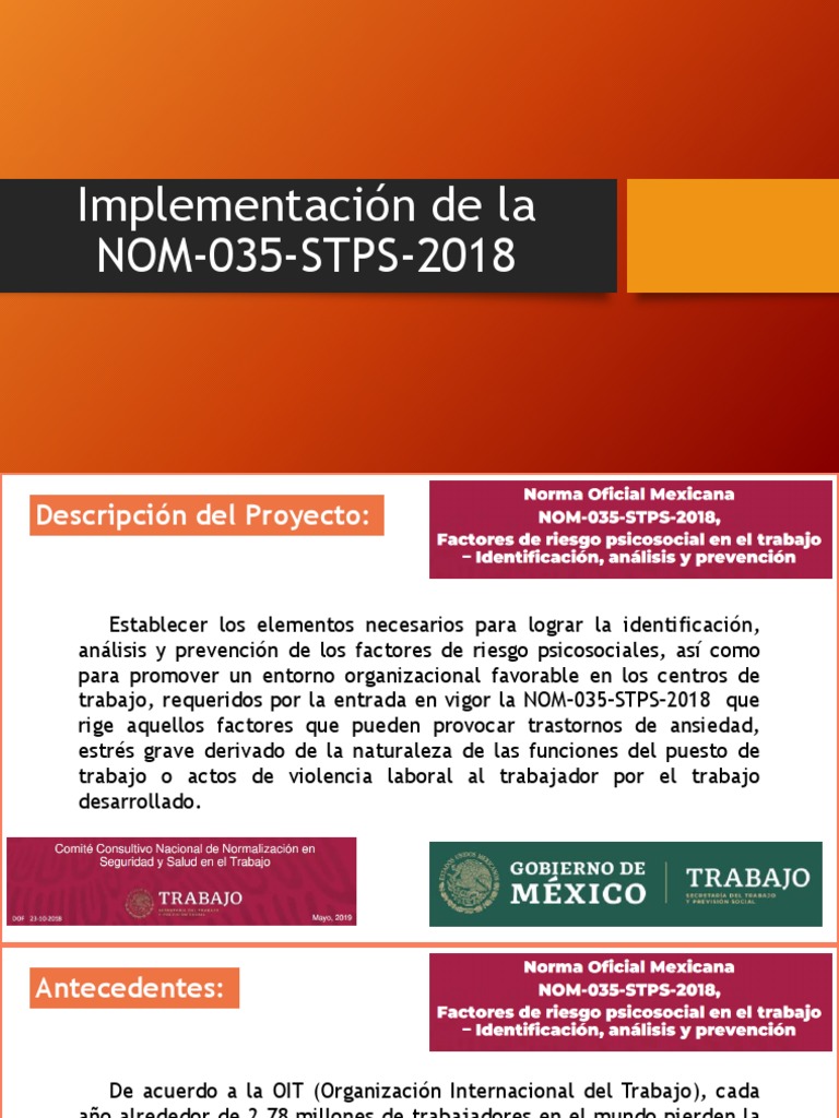 Implementación NOM-035-STPS-2018 | Organización Internacional del Trabajo | México