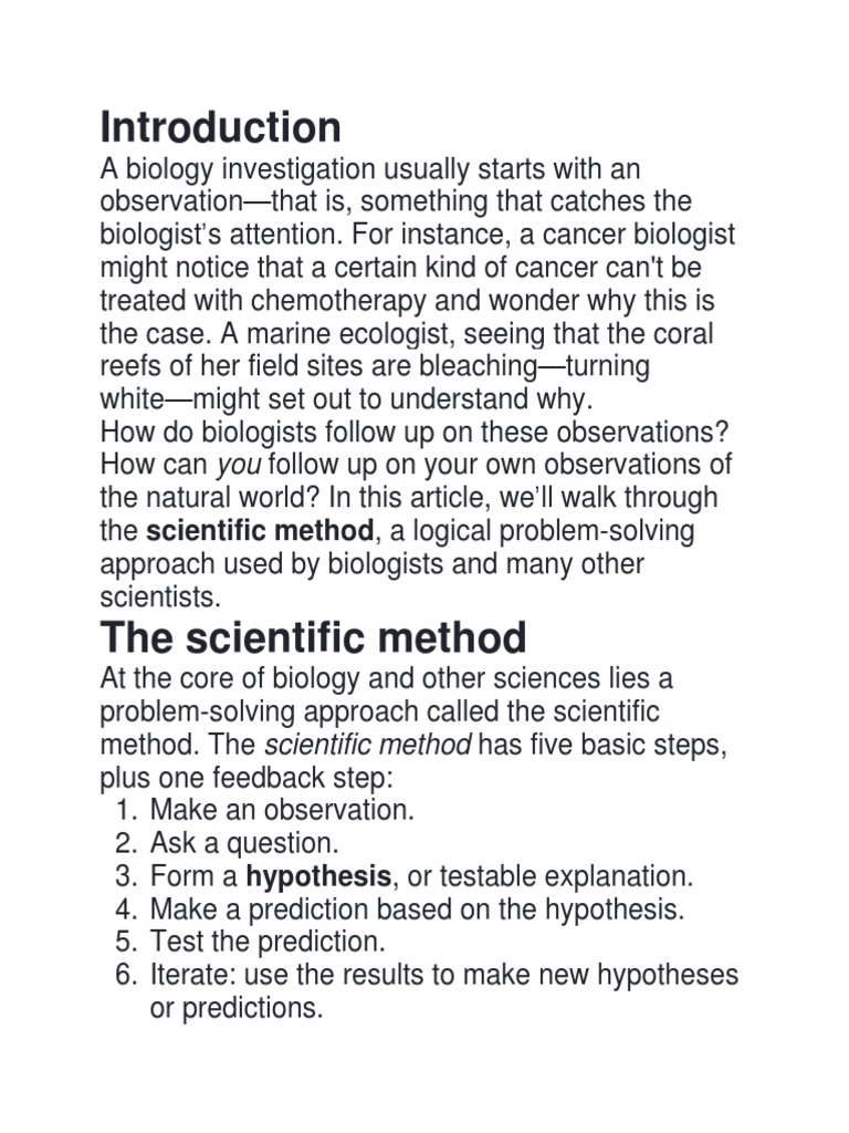 Understanding the Scientific Method in Biology | PDF