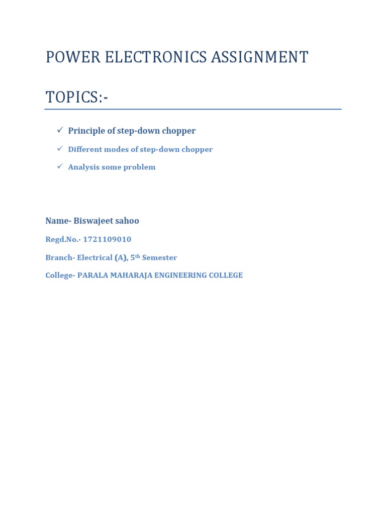 Power Electronics Assignment 1 | PDF | Power Electronics | Diode