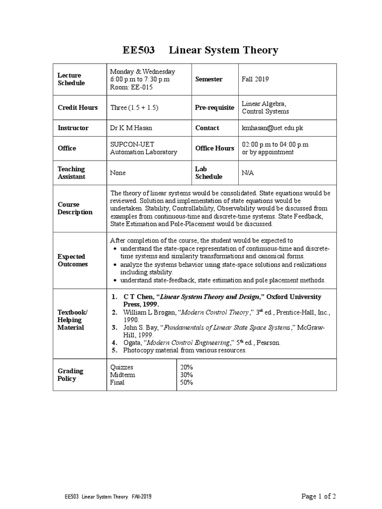 Linear System Theory | PDF | Algorithms | Analysis