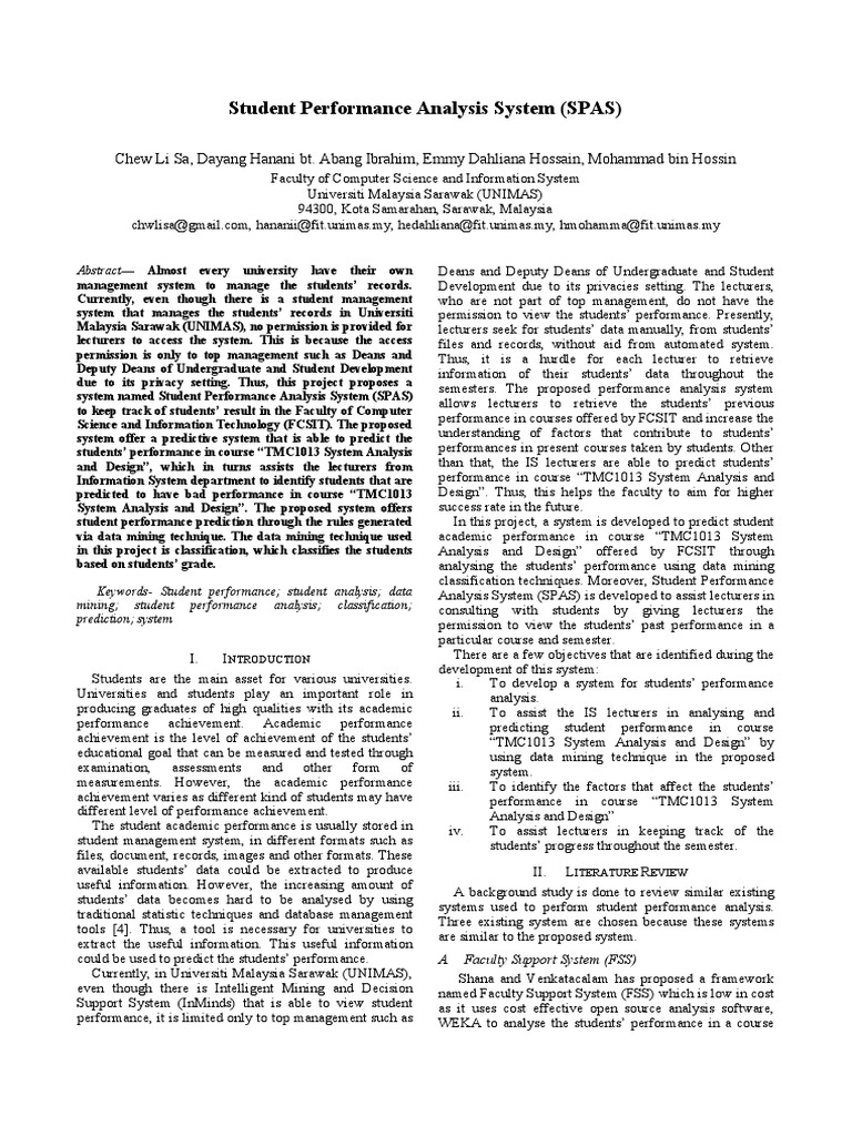 Student Performance Analysis | PDF | System | Statistical Classification