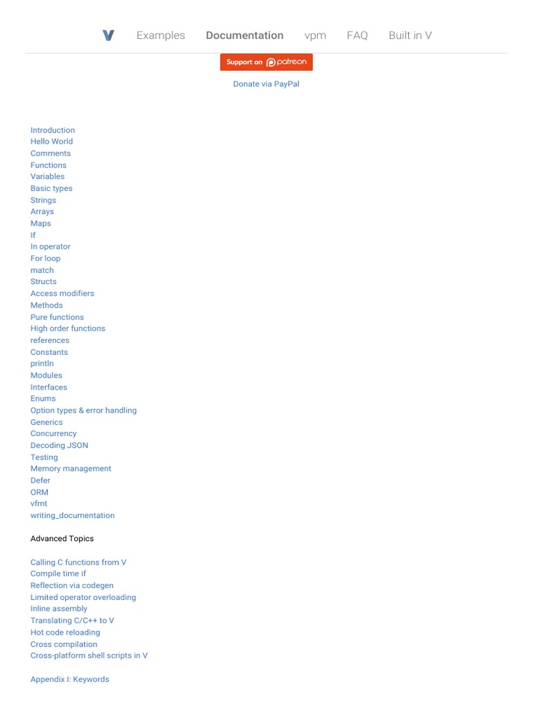 V Programming Language Guide | PDF | Control Flow | String (Computer ...