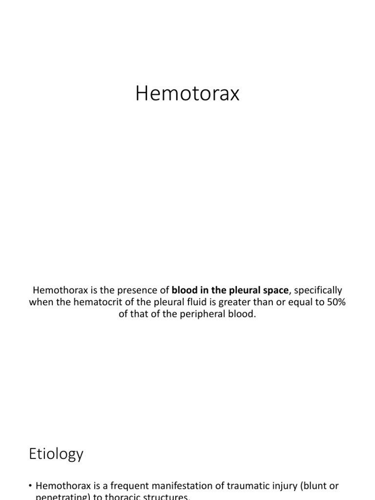 Hematothorax | PDF | Thorax | Thorax (Human Anatomy)
