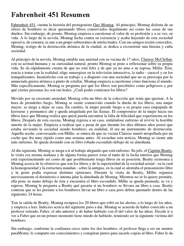 Fahrenheit 451 Resumen | PDF