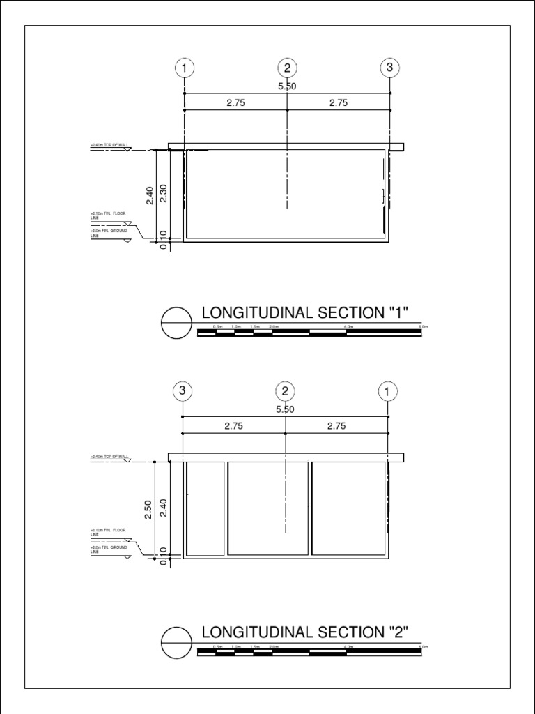Longitudinal Section "1": +2.40m TOP OF WALL | PDF