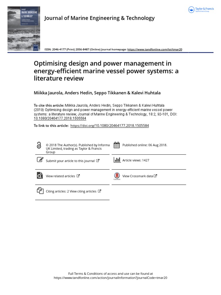 Optimising Design and Power Management in Energy Efficient Marine ...