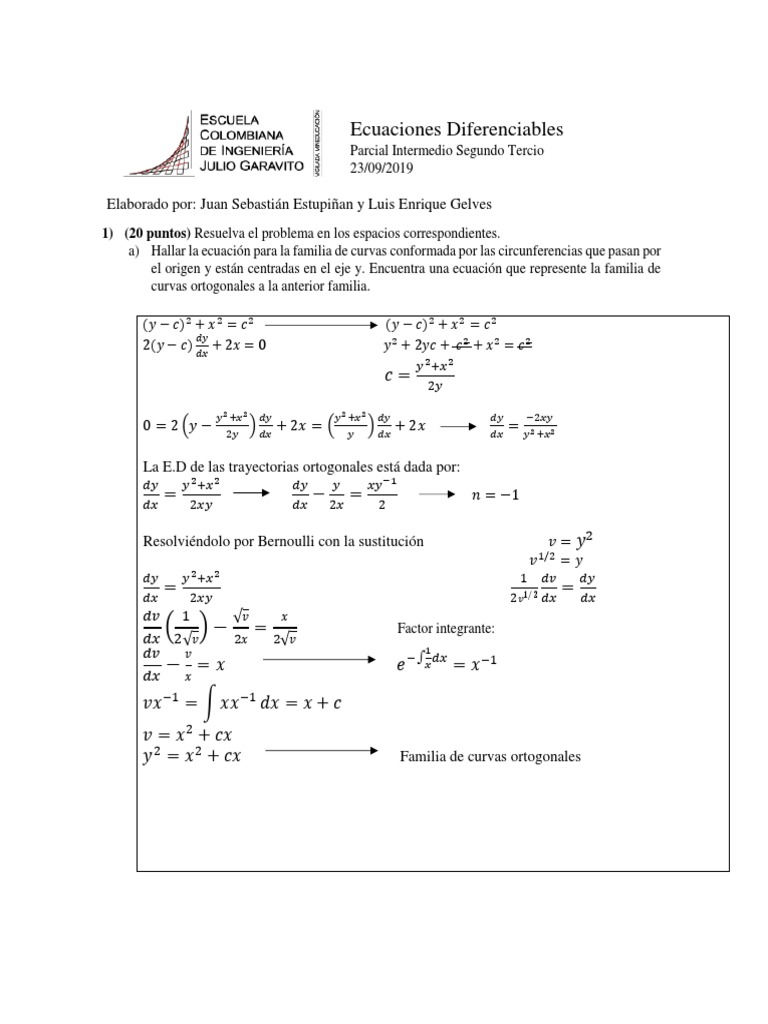 Parcial ECDI Resuelto | PDF | Curva | Ecuaciones