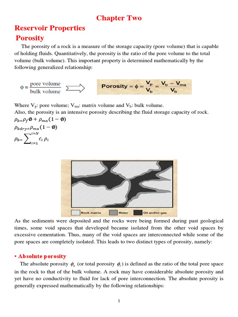 Chapter Two Reservoir Properties Porosity | PDF | Porosity | Density