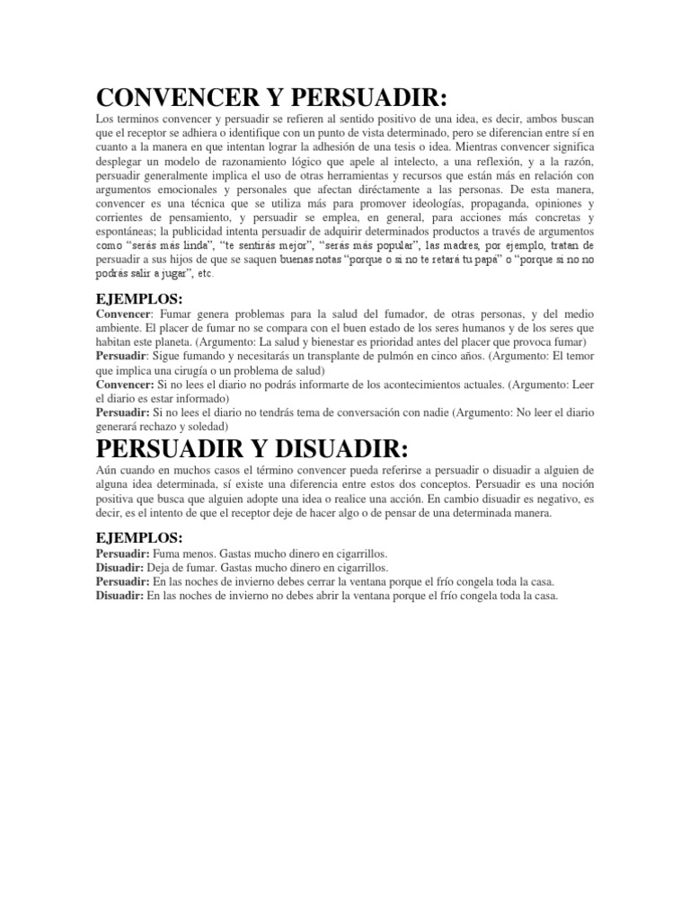 Diferencias entre convencer y persuadir | PDF | Nicotina | Argumento
