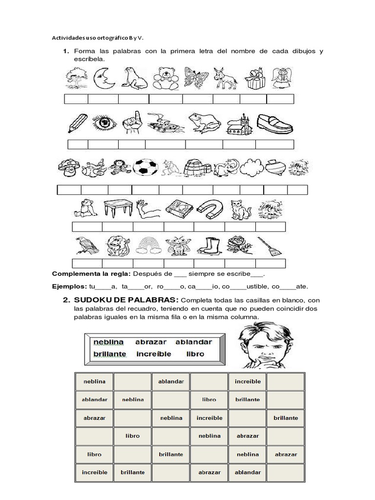 Actividades ortográficas B y V para niños | PDF | Lingüística