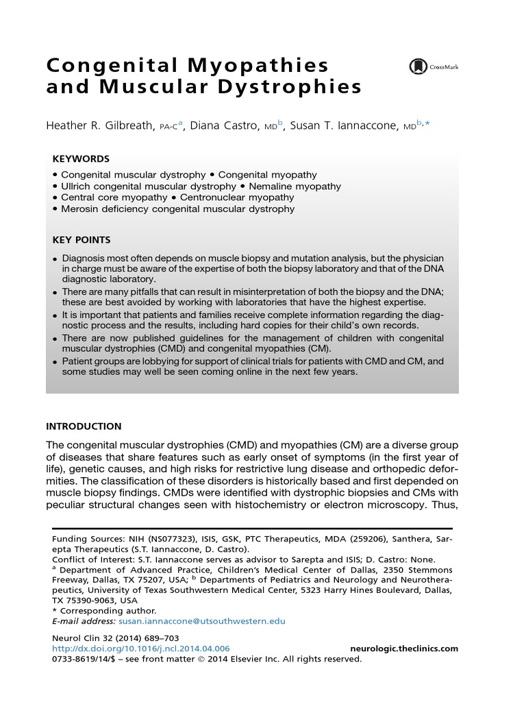 Congenitalmyopathies Andmusculardystrophies: Heather R. Gilbreath ...