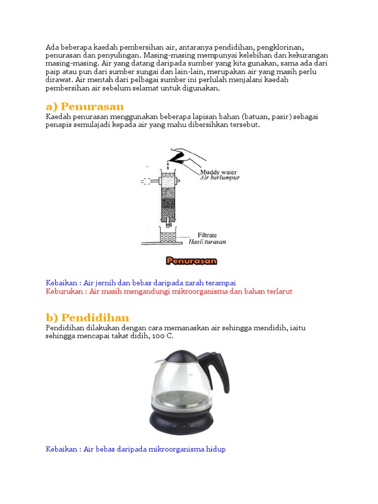 Ada Beberapa Kaedah Pembersihan Air | PDF | Griya & Taman | Teknologi ...