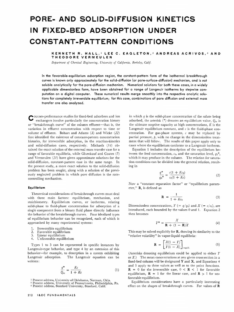 Pore-And Solid-Diffusion Kinetics in Fixed-Bed Adsorption Under Constant - Patte RN Con D NS ...