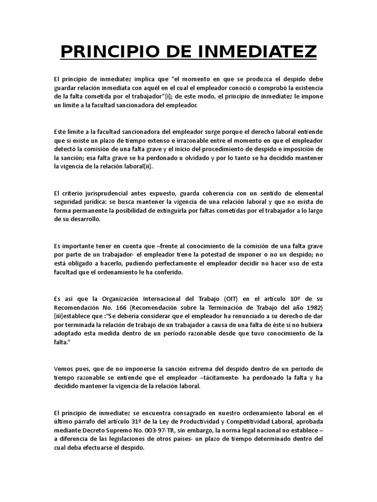 Principio de Inmediatez | PDF | Derecho laboral | Caso de ley